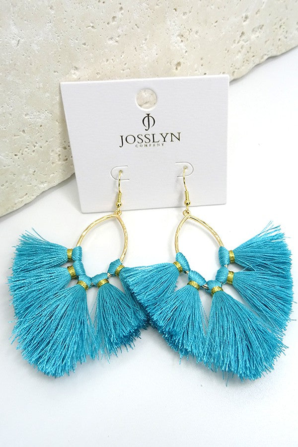 Light blue tassel earrings store